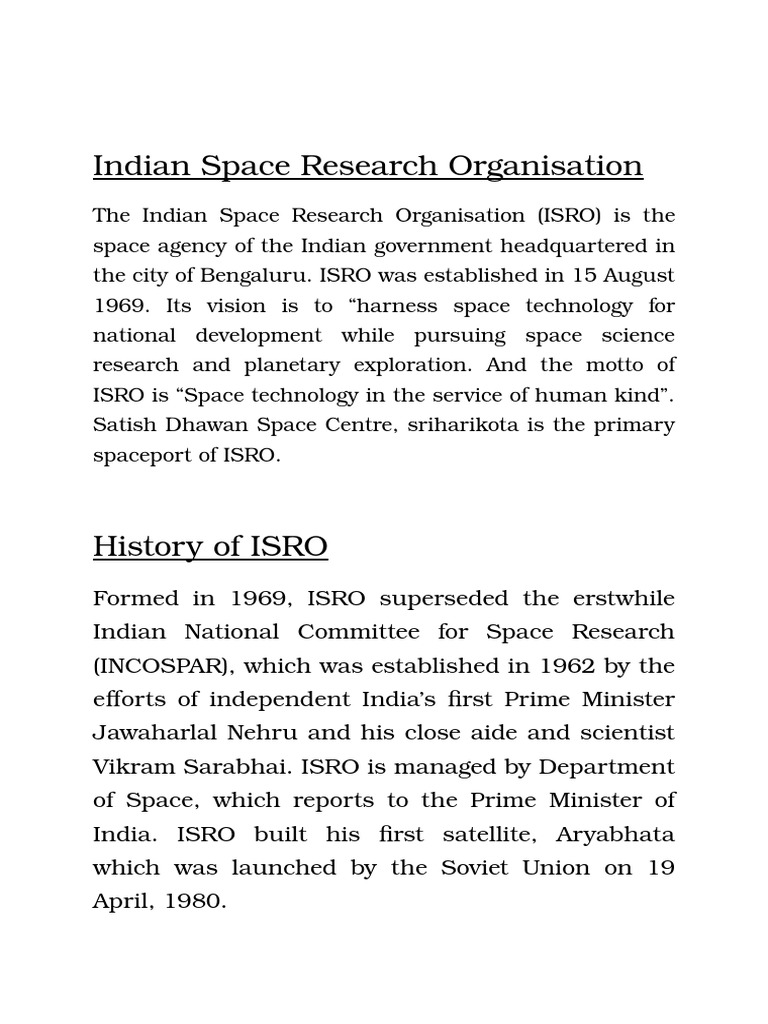 Indian Space Research Organisation | PDF | Satellite | Launch Vehicle