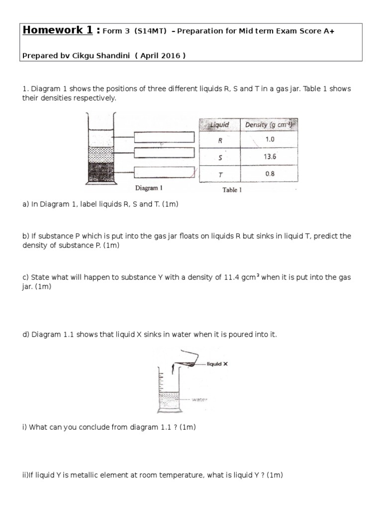 Form 3 Mid Term Prep S14 | PDF | Experiment | Taxonomy (Biology)