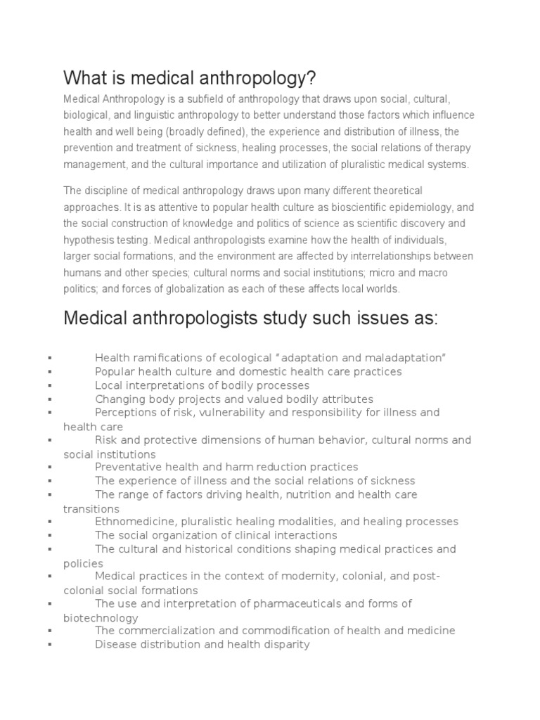 What Is Medical Anthropology | PDF | Medical Anthropology | Anthropology
