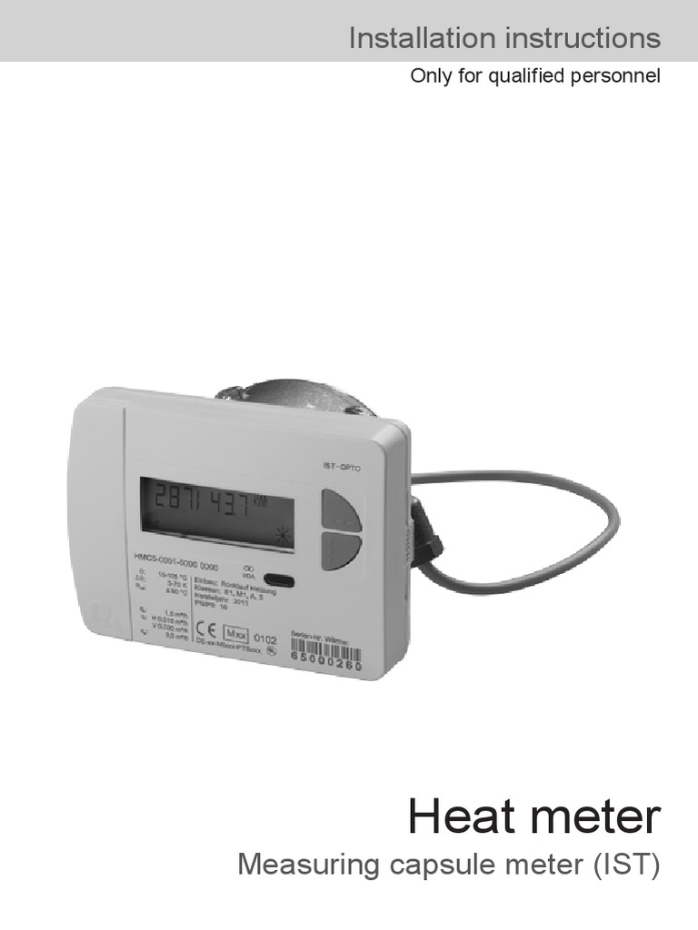 Heat Meter: Only For Qualified Personnel | PDF | Valve | Measuring ...