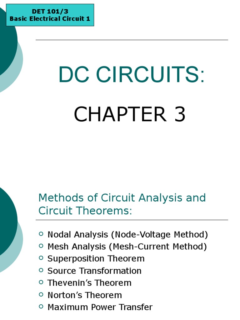 DC Circuits:: DET 101/3 Basic Electrical Circuit 1 | PDF | Electrical ...