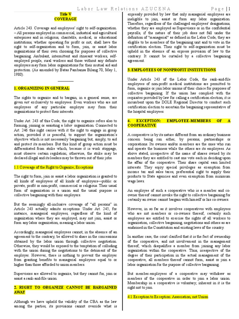 Labor Law: Employee Rights to Organize | PDF | Trade Union | Employment