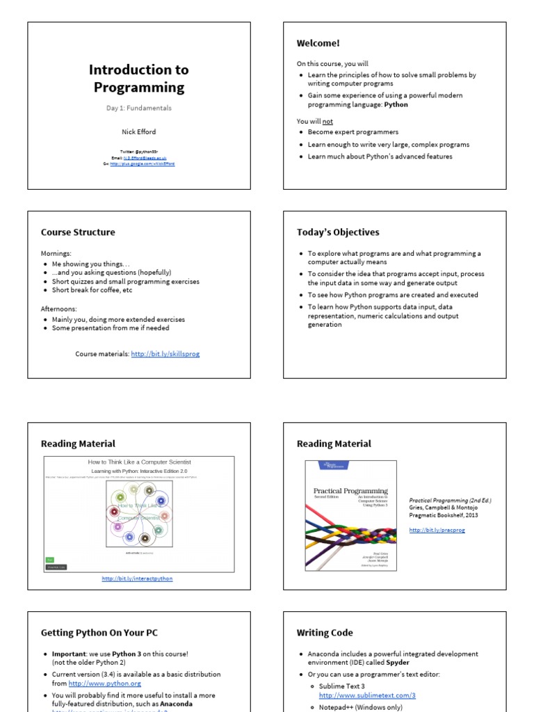 Introduction to Programming Fundamentals | PDF | Integer (Computer ...