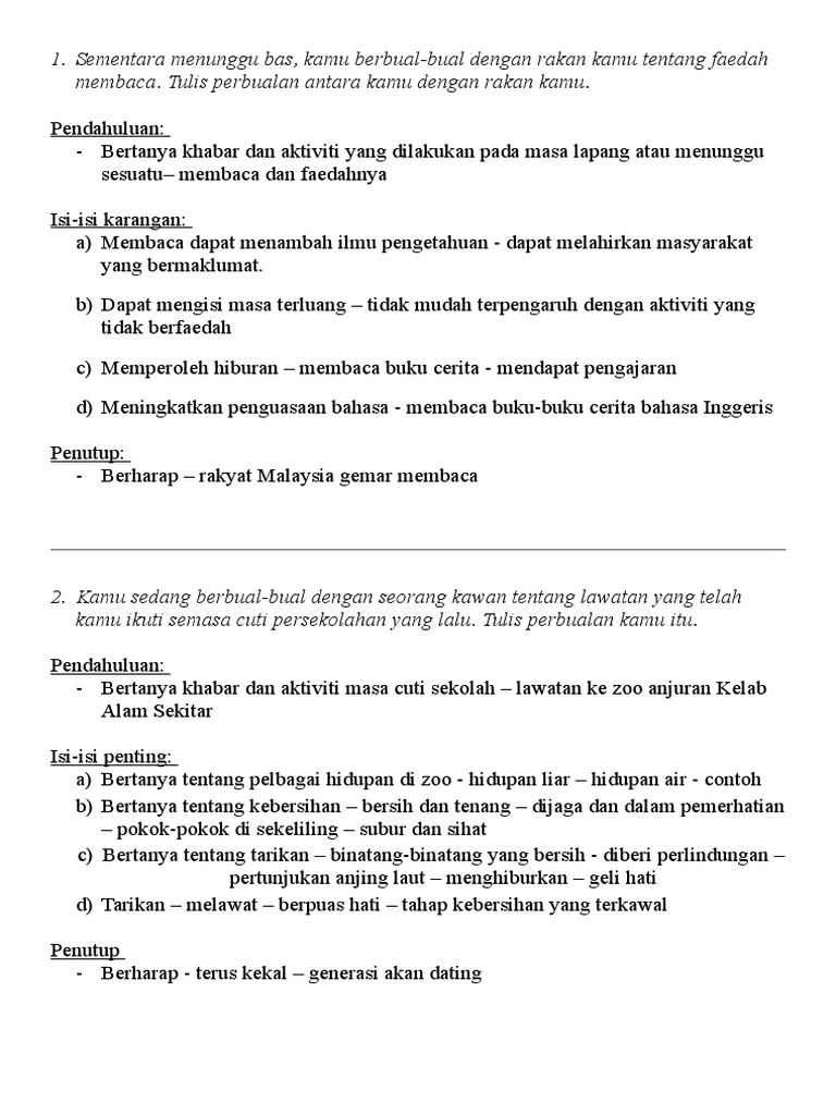 Karangan Dialog Perbualan Pelajar | PDF