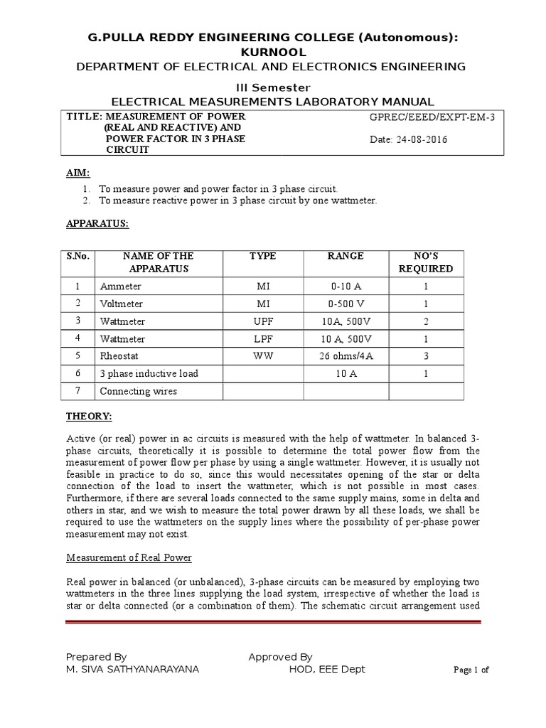 3 Measurement of Power and Power Factor in 3 Phase Circuit | PDF | Ac ...