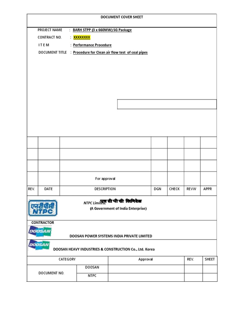 Commissioninng Procedure For Clean Air Flow Test Rev.01 PDF | PDF ...