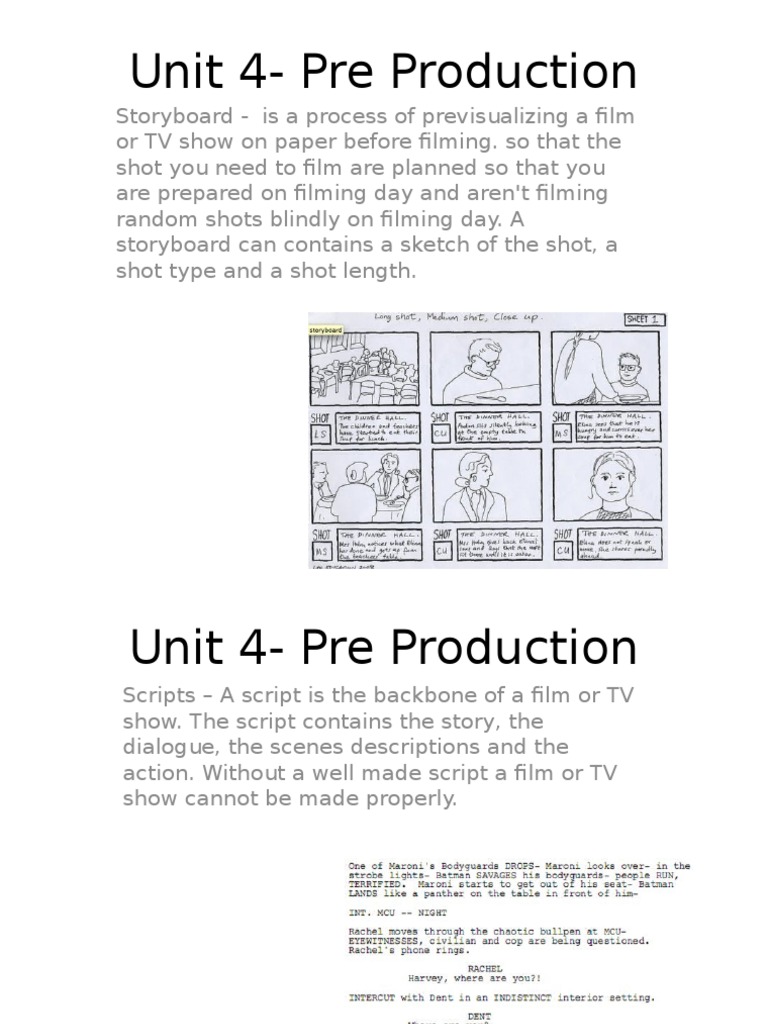 UNIT 4 - Pre Production Types | PDF