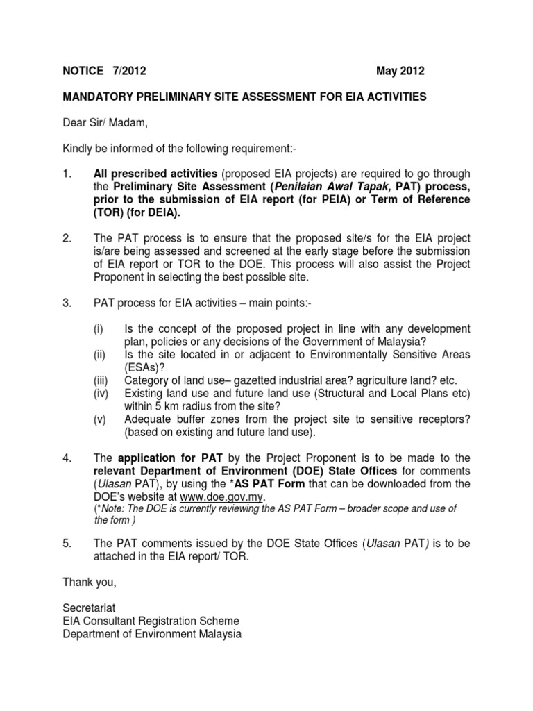 ( Note: The DOE Is Currently Reviewing The AS PAT Form - Broader Scope ...