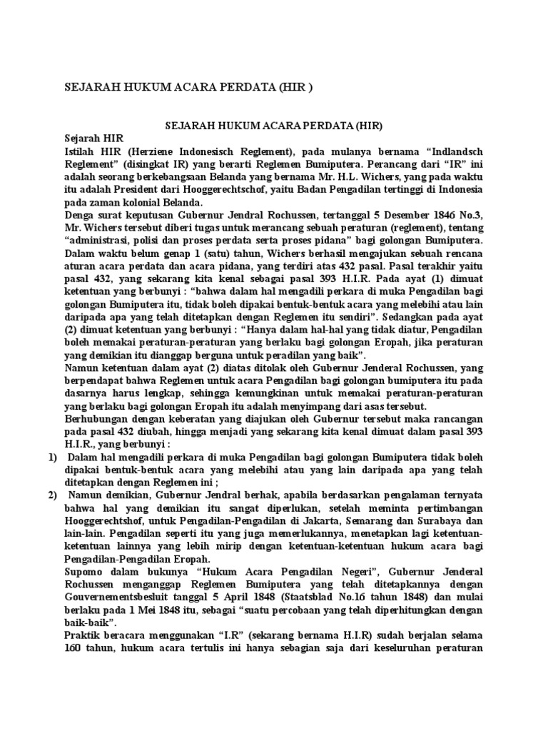 Sejarah Hukum Acara Perdata | PDF