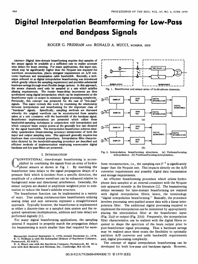 Digital Interpolation Beamforming For Low-Pass and Bandpass Signals | PDF | Sampling (Signal ...