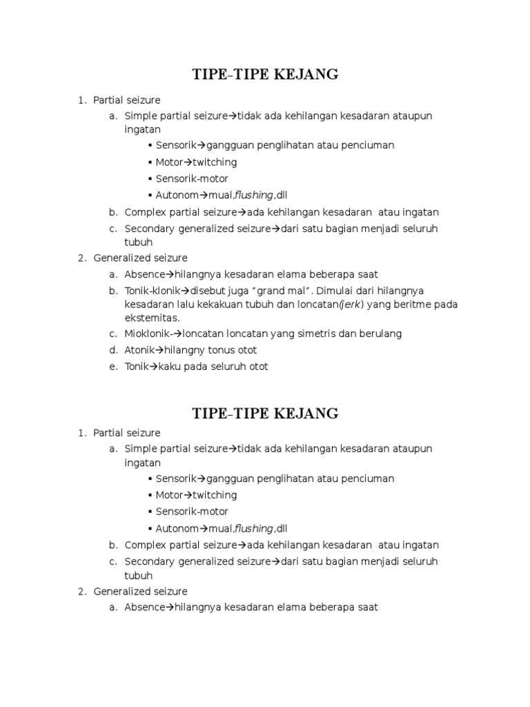 Tipe Tipe Kejang | PDF