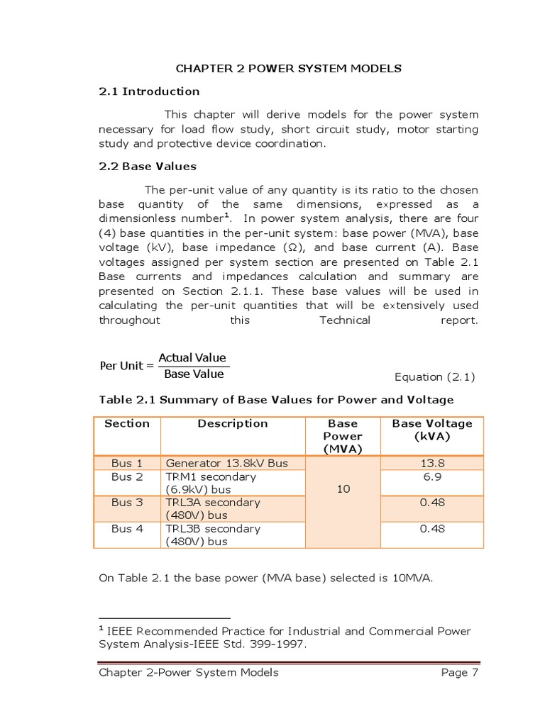Power System Models & Calculations | PDF | Physical Quantities ...