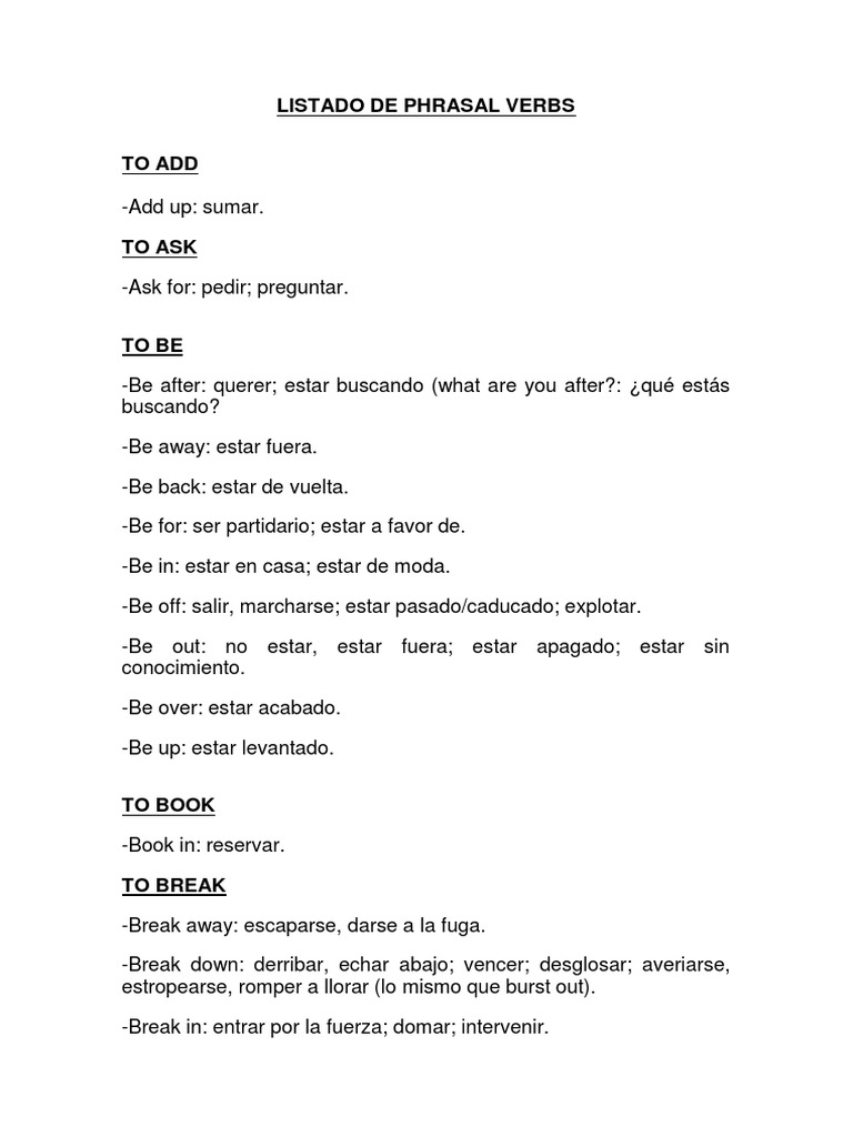 Phrasal Verbs Lista para FCE | PDF