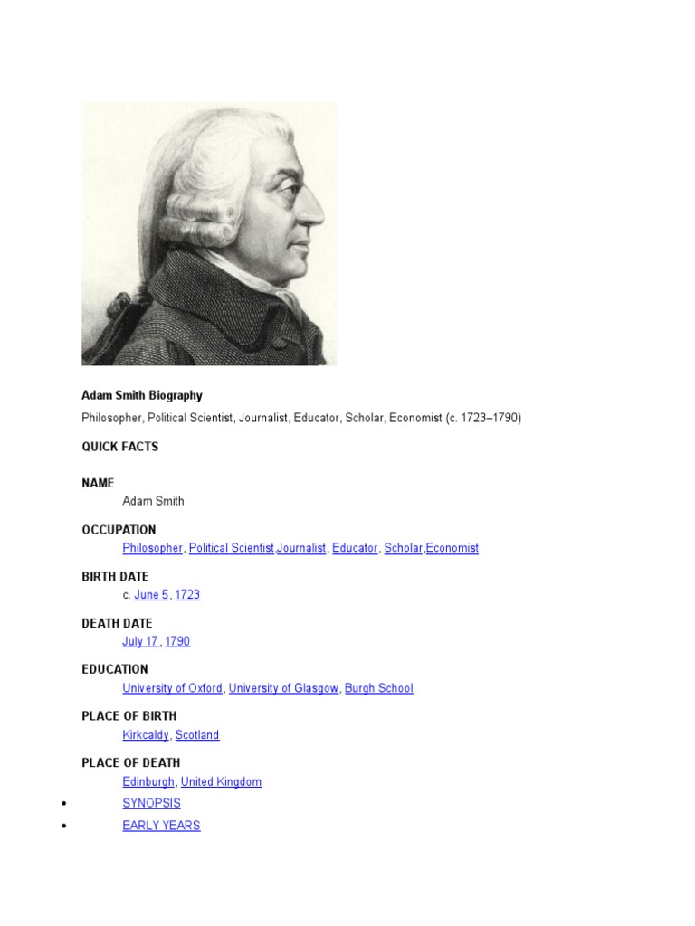 Adam Smith Biography: Philosopher, Political Scientist, Journalist ...