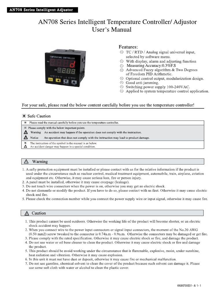 AN708 Series Intelligent Temperature Controller Adjustor User s Manual PDF Bit Byte