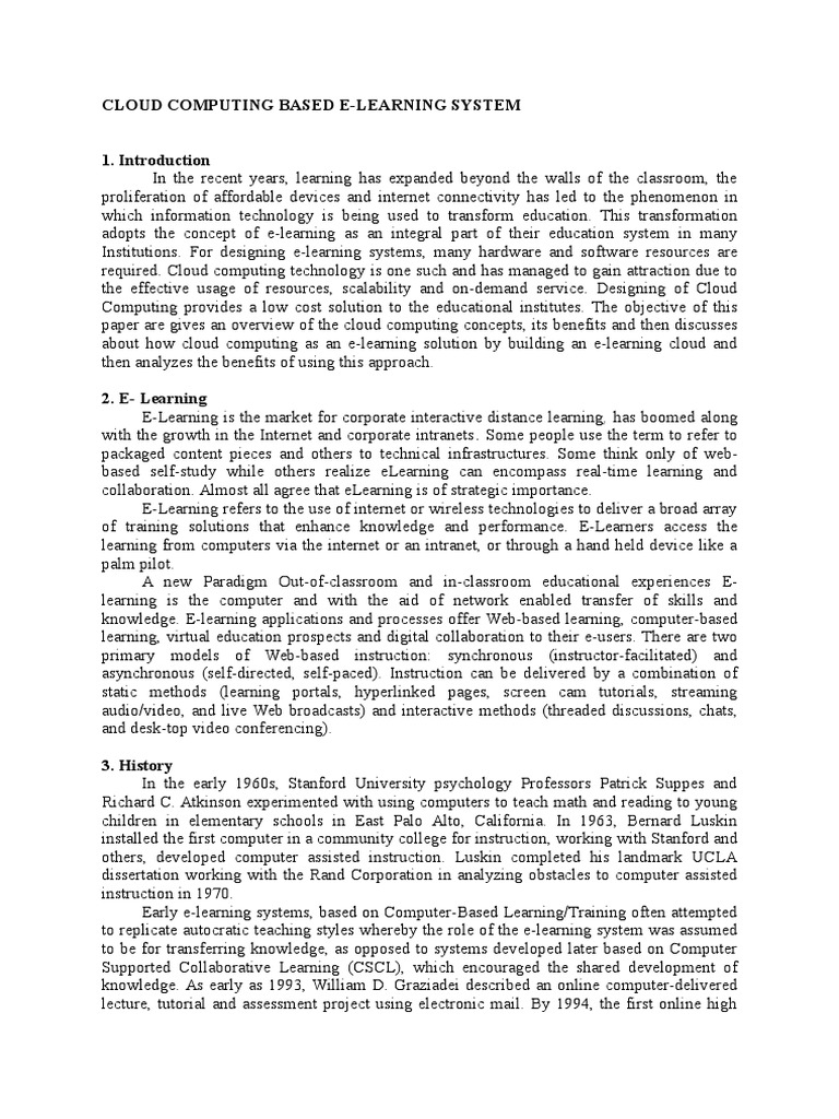 Cloud Computing Based E-Learning System | PDF | Cloud Computing | Educational Technology