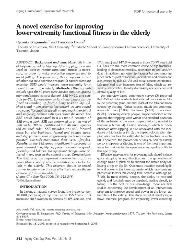 A Novel Exercise For Improving Lower-Extremity Functional Fitness in ...
