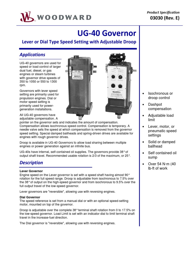 UG 40 Governor | Engines | Valve