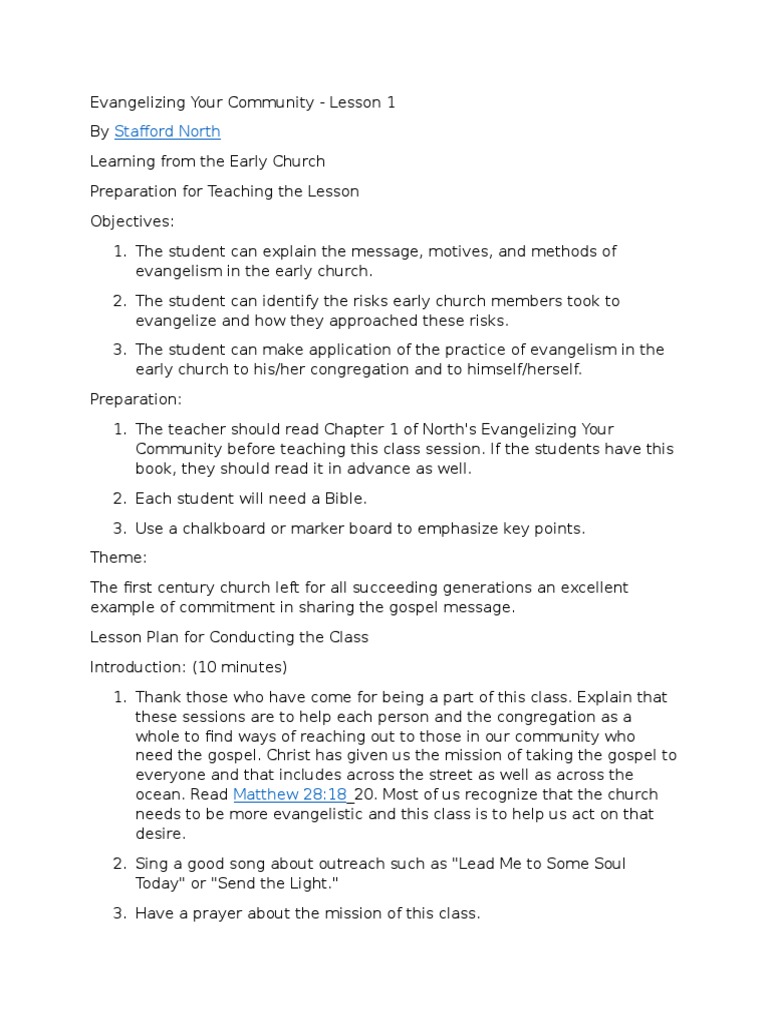 Evangelizing Your Community Lesson 1 | PDF | Acts Of The Apostles ...