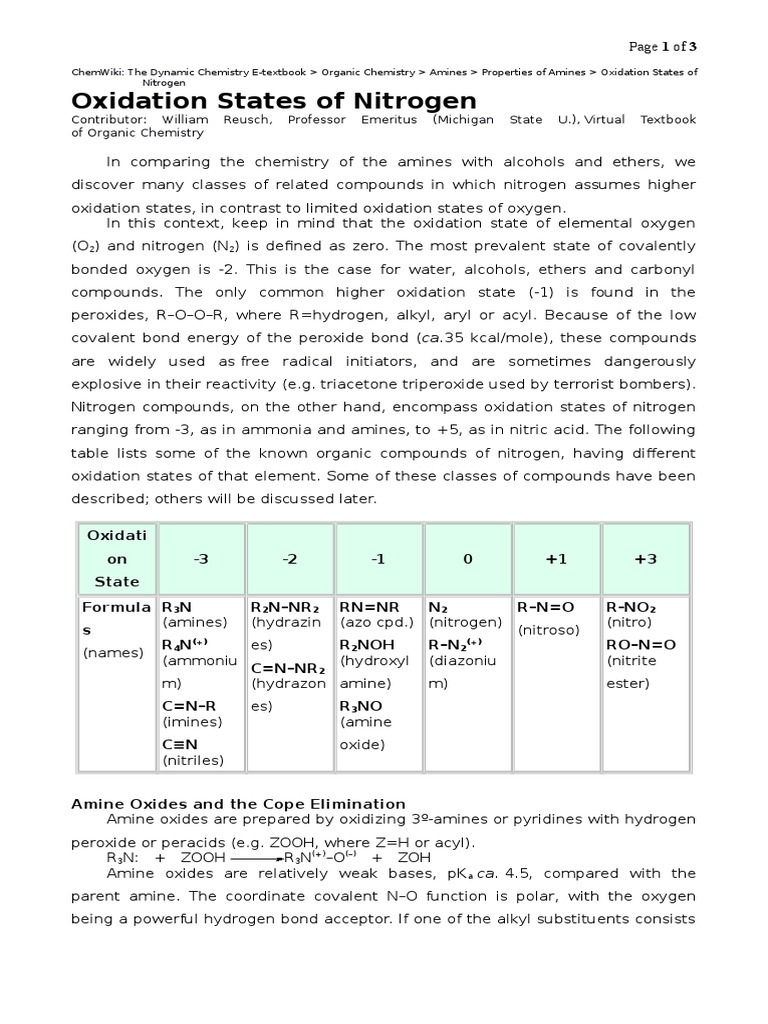 Oxidation States of Nitrogen | PDF | Electron Paramagnetic Resonance ...