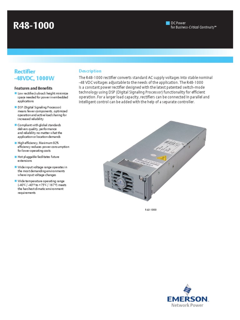R48-1000 DataSheet PDF | PDF | Rectifier | Direct Current