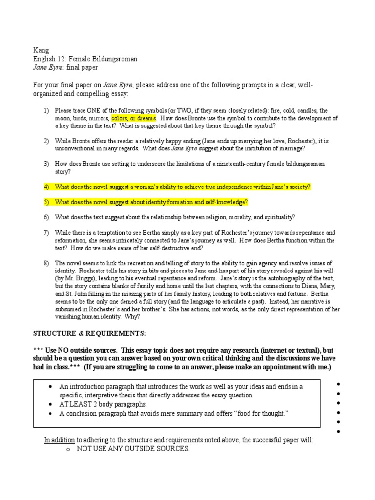 Jane Eyre Essay | PDF | Jane Eyre