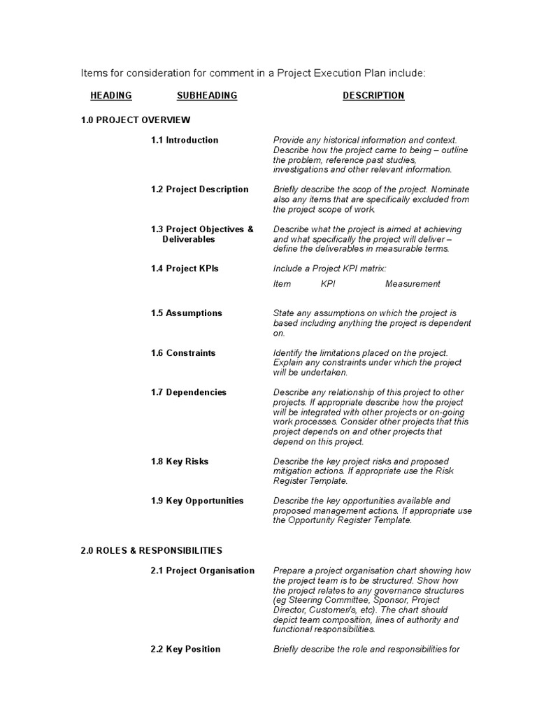 Project Execution Plan Guide - Ejemplo | PDF | Governance | Business