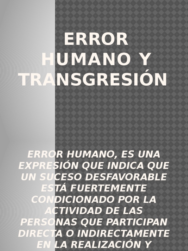 Errores Humanos y Transgresiones | PDF