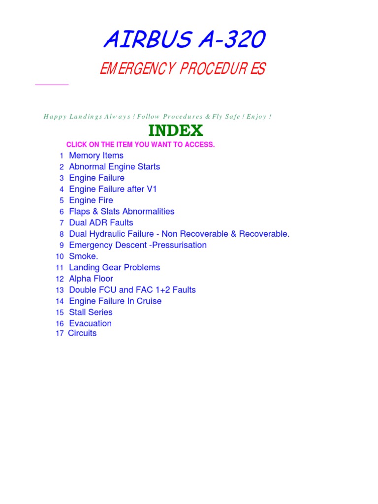 A Concise Guide to Emergency Procedures for the Airbus A-320: Memory ...