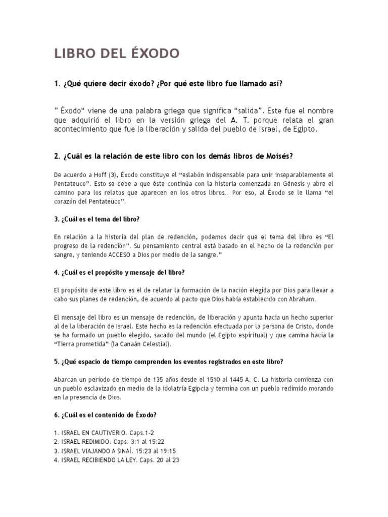 Libro Del Éxodo | PDF | Moisés | Libro del éxodo