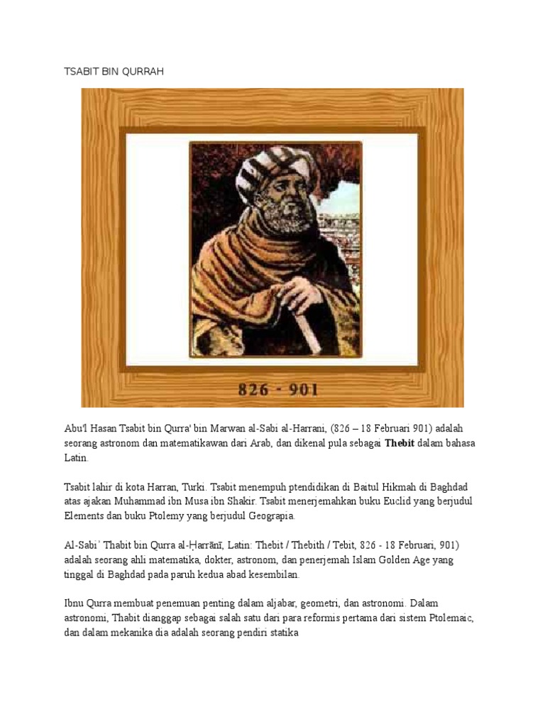 Tsabit Bin Qurrah | PDF | Klasik