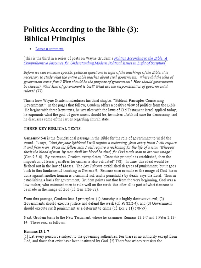 Biblical Principles of Government | PDF | Bible | Moses