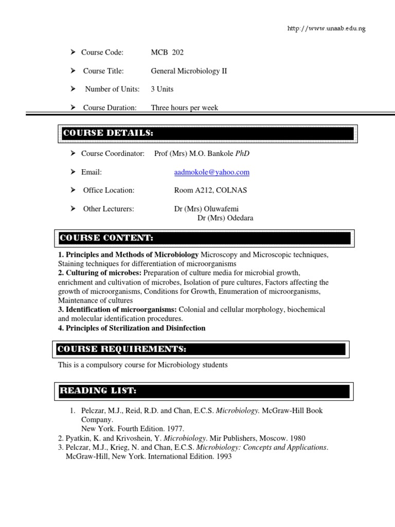 General Microbiology II Course Overview | PDF