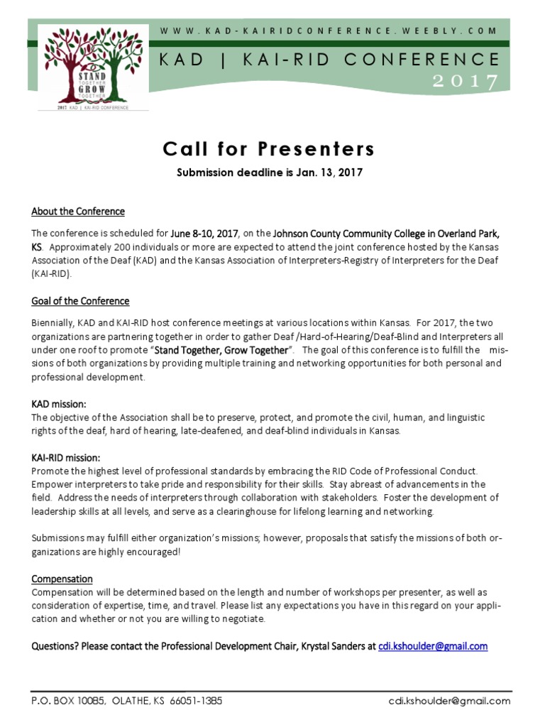 Call For Presenters: Kad - Kai-Rid Conference | PDF | Language ...
