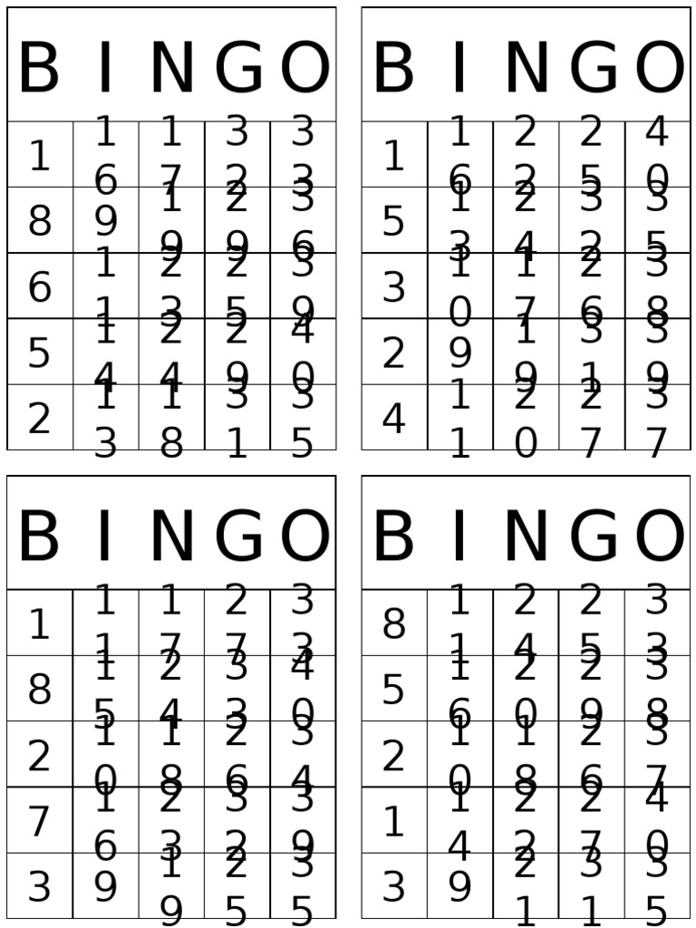 Bingo Numbers Generator | PDF