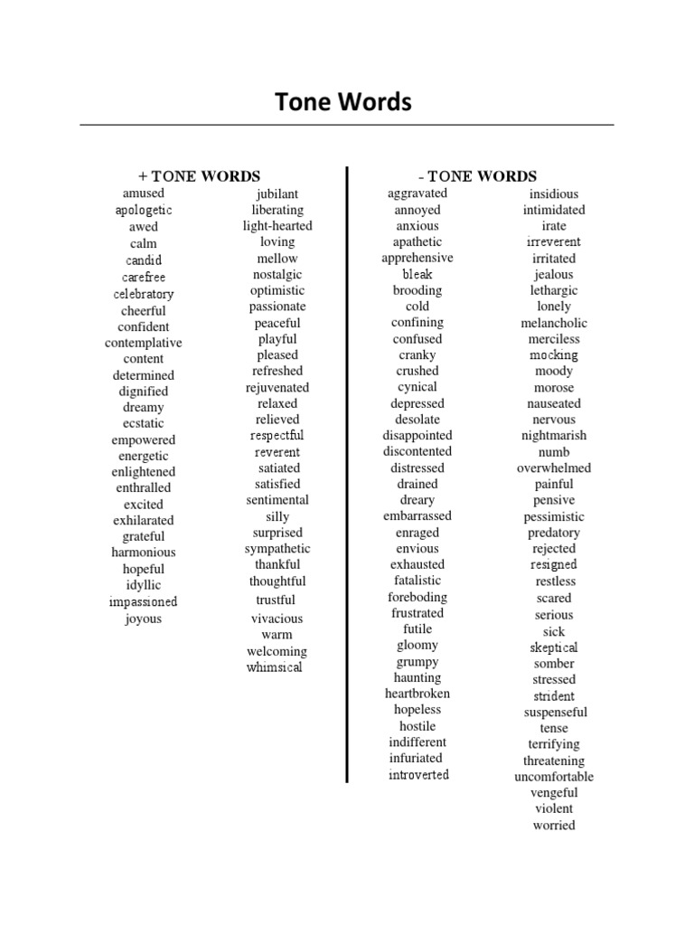 Tone Words | PDF