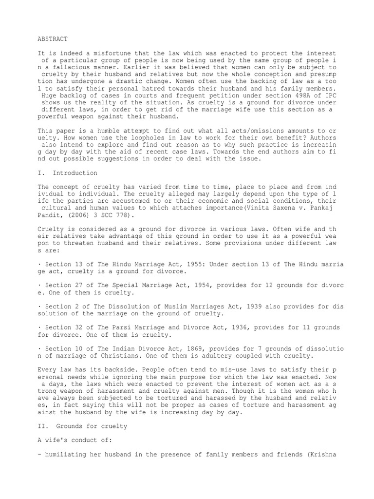 498A | PDF | Divorce | Intimate Relationships