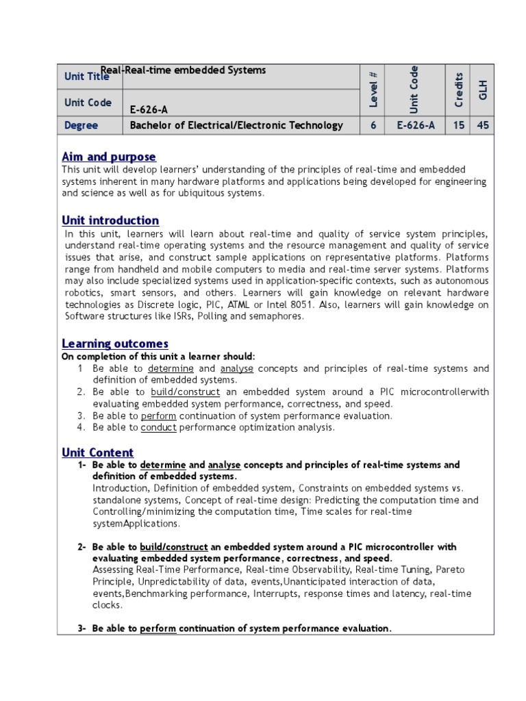 Embedded Systems for Tech Students | PDF | Embedded System | Real Time ...