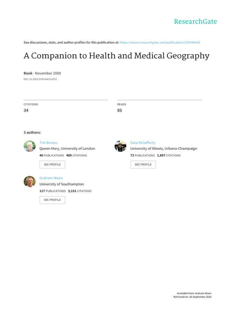 A Companion To Health and Medical Geography PDF | PDF | Geomorphology ...