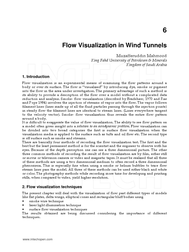 Flow Visualization in Wind Tunnels: Muzafferuddin Mahmood | PDF ...