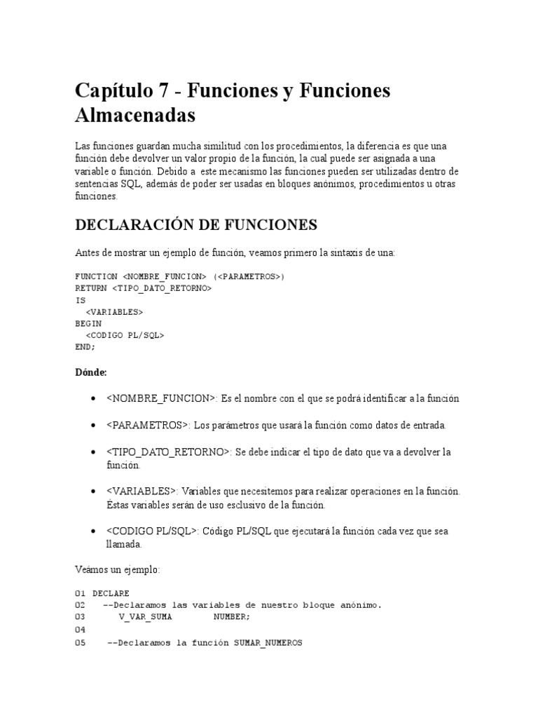 Funciones Utilizando PLSQL | PDF | Pl / Sql | Informática teórica