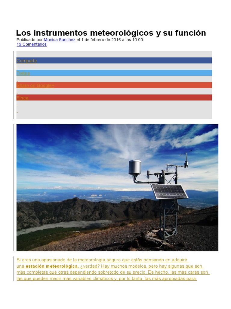 Los instrumentos meteorológicos y su función.docx | Altímetro ...