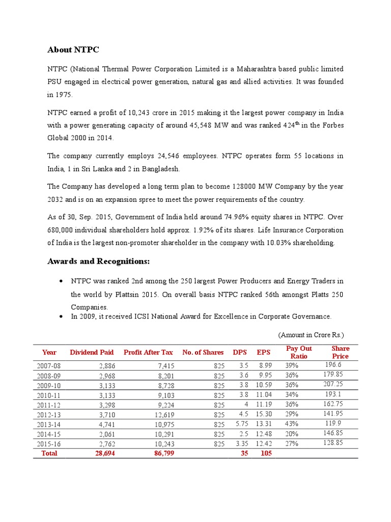NTPC | PDF | Dividend | Companies