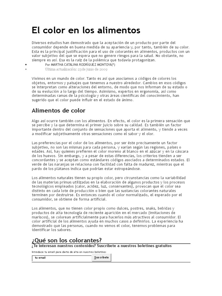 El Color en Los Alimentos | PDF | Alimentos | Color