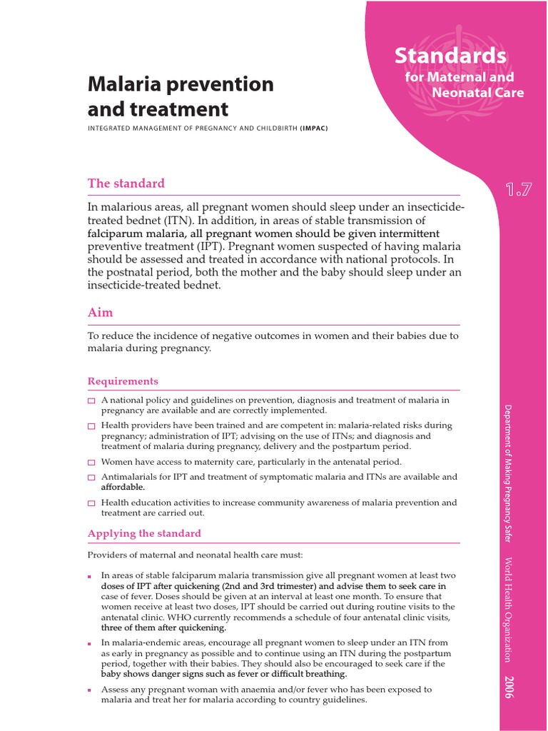 Malaria Prevention Treatment PDF | PDF | Malaria | Low Birth Weight