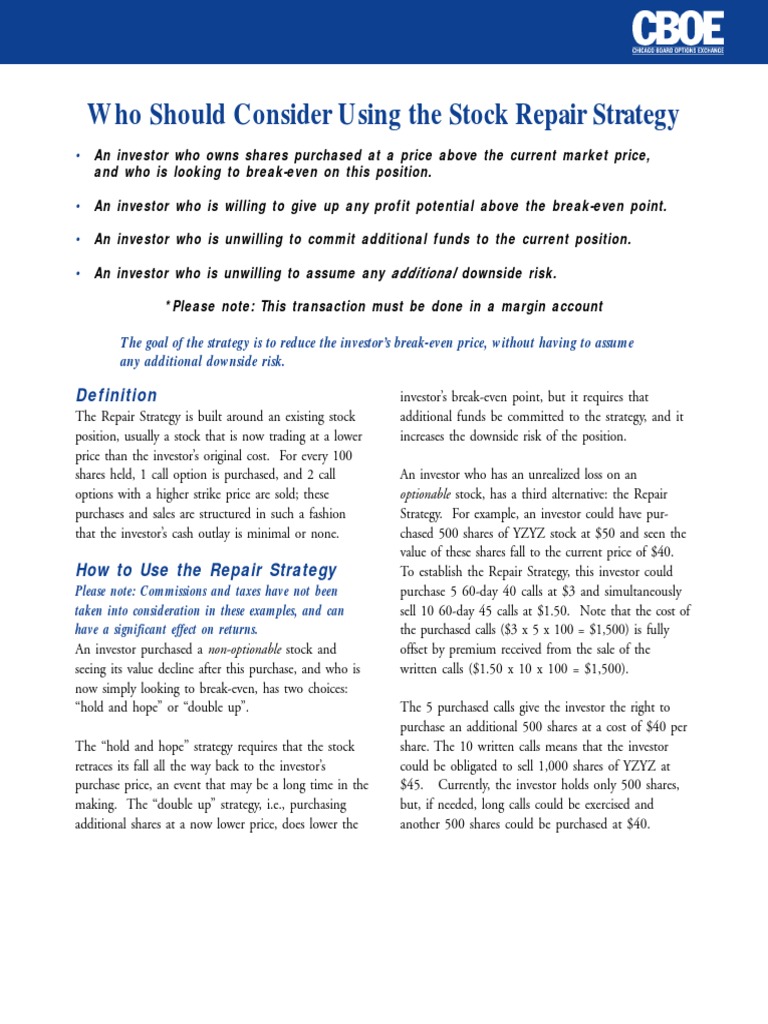 Stock Repair Strategy | PDF | Option (Finance) | Stocks