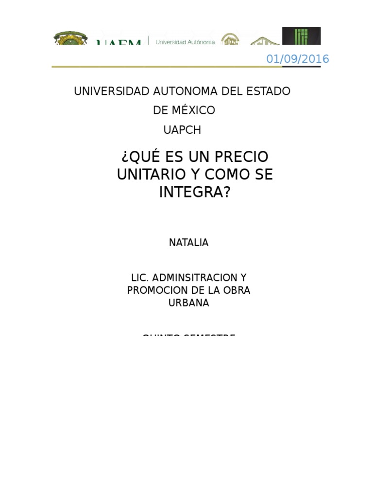 Qué Es Un Precio Unitario y Como Se Integra | PDF | Cálculo | Contabilidad