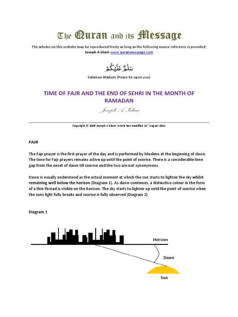 Fajr and Sehri PDF | PDF | Dawn | Sky