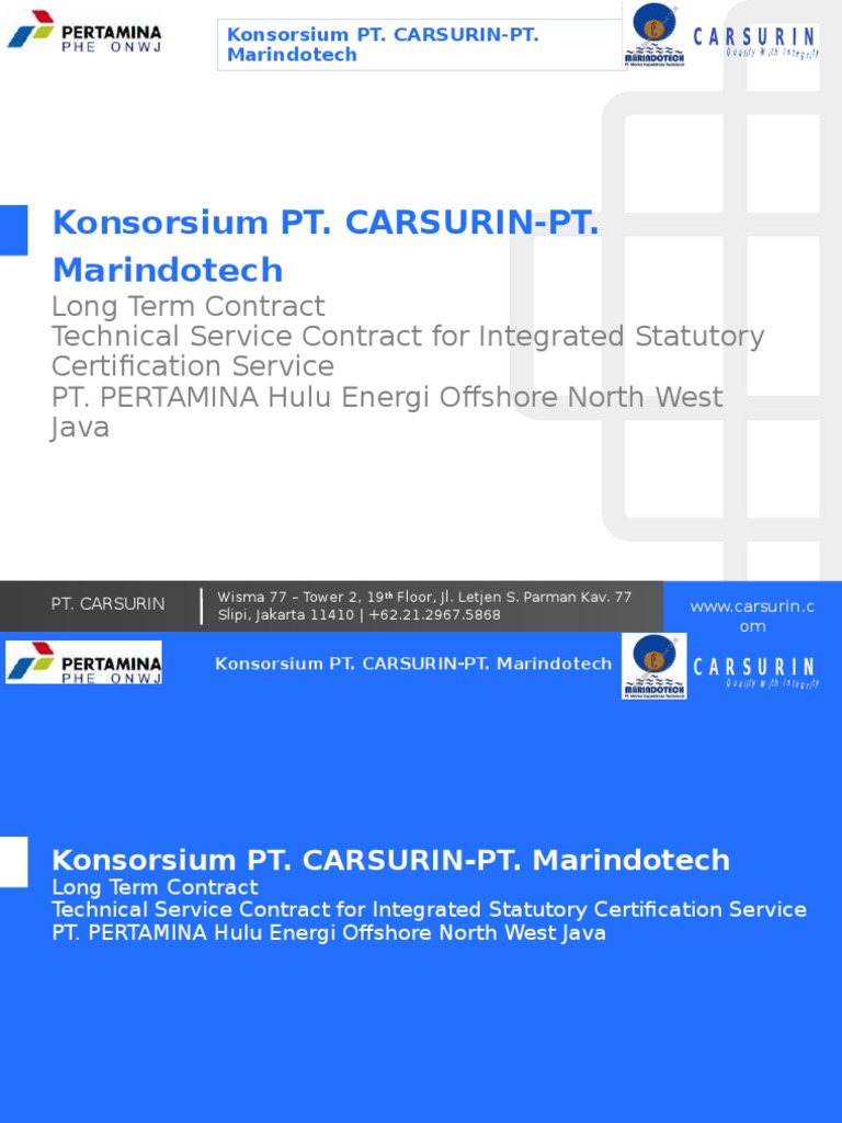 Konsorsium PT. CARSURIN-PT. Marindotech | PDF