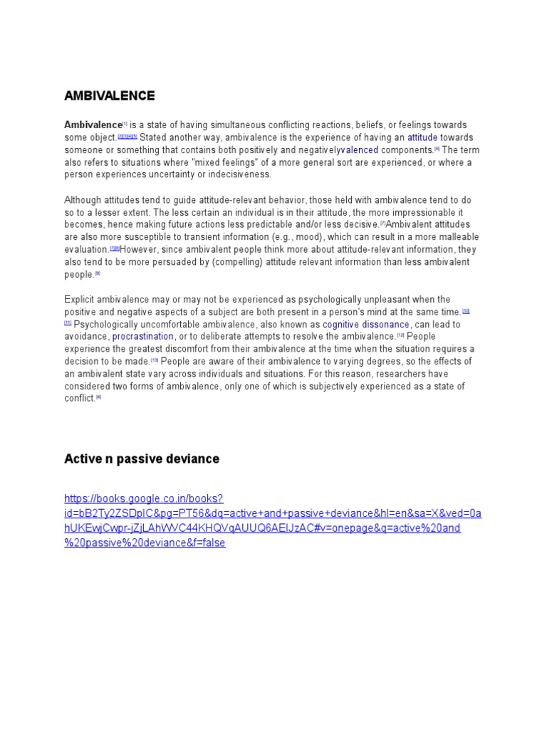 Ambivalence: Attitude Valenced | PDF